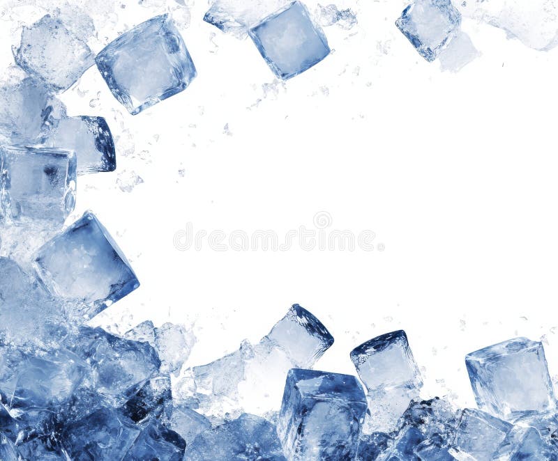 Blue Ice Cubes Frame on White Background Stock Illustration ...