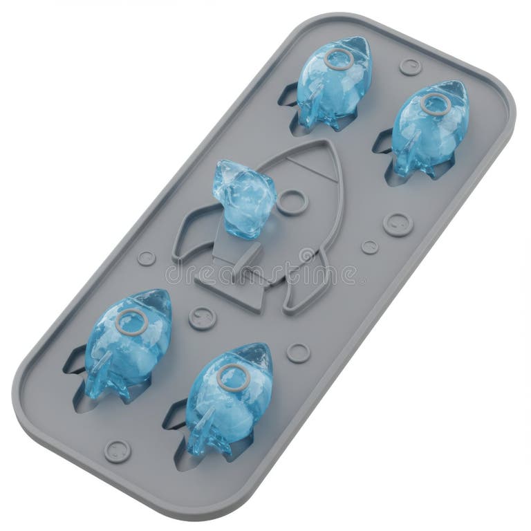 Blue Ice Cubes in Rocket Shaped Silicone Ice Tray Stock Illustration ...