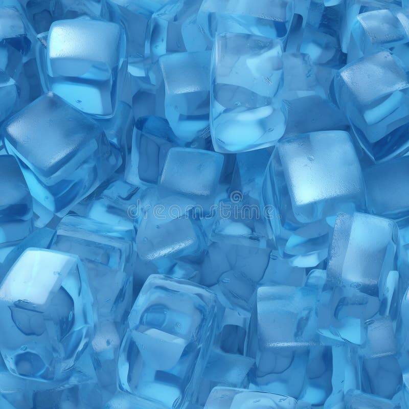 Blue Ice Cubes Seamless Tile Pattern. Generative AI. Stock Illustration ...