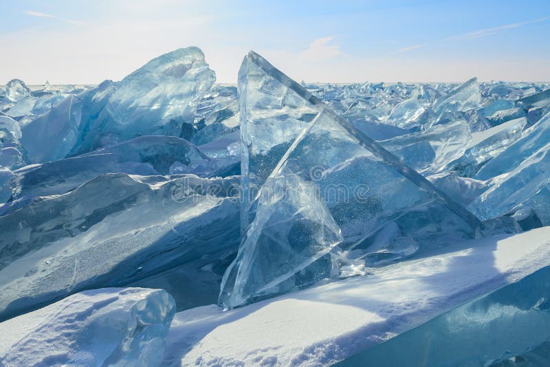 Blue Ice Field with Big Figure Blocks Stock Image - Image of frost ...