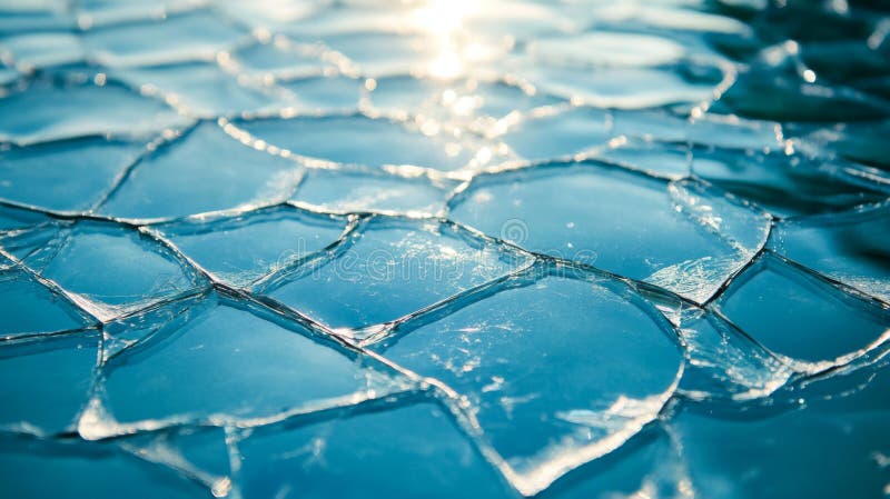 Blue Ice Fractured Surface Glistens in Sunlight Stock Illustration ...