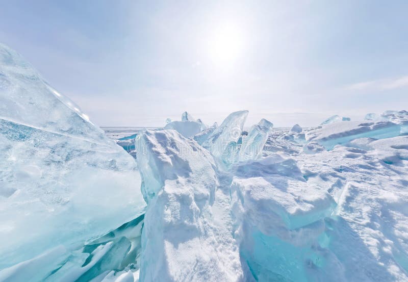 Blue Ice Hummocks Baikal Stereographic Panorama Stock Image - Image of ...