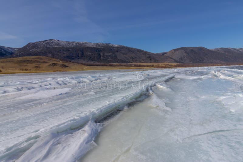 Blue Ice of Lake Baikal Hummocks Stock Photo - Image of season, russia ...