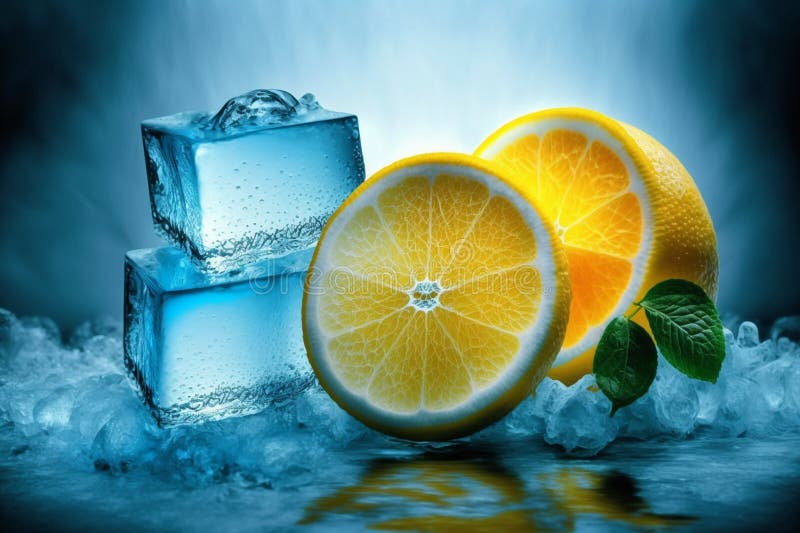 Blue Ice and Lemon Background Stock Illustration - Illustration of ...