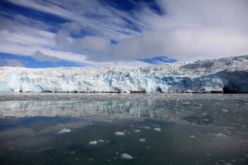 Blue Ice and Small Icebergs. Glacier Front in the Arctic Svalbard Stock ...