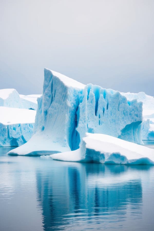 Blue Icebergs Floating in Calm Glacial Water. Stock Photo - Image of ...