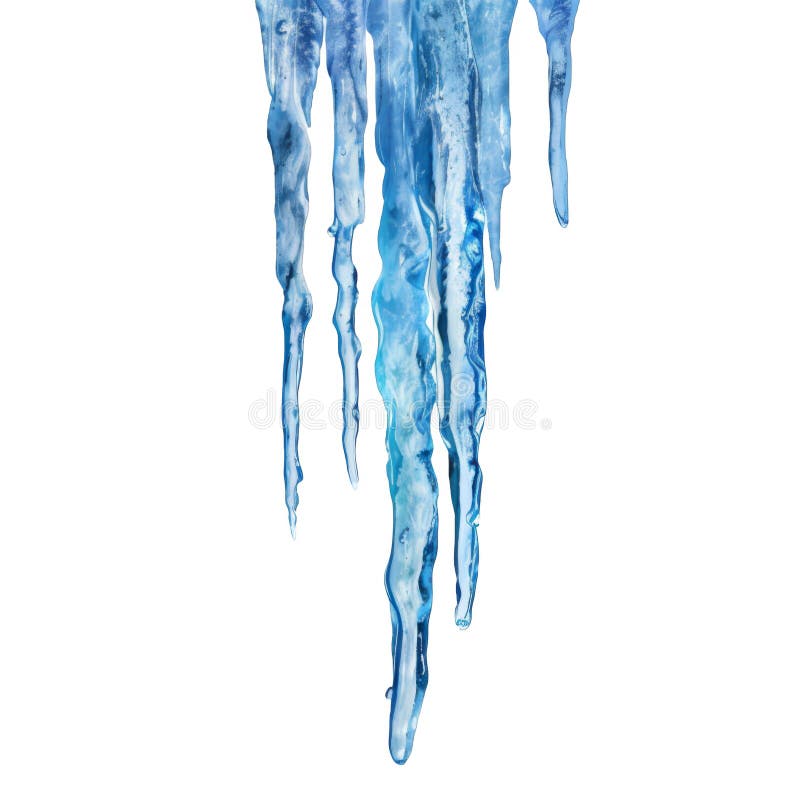 Blue Icicles Hanging Against a White Background Stock Photo ...