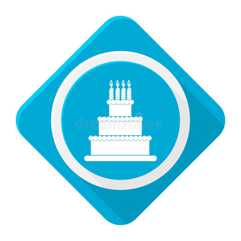 Blue Icon Birthday Cake with Long Shadow Stock Vector - Illustration of ...