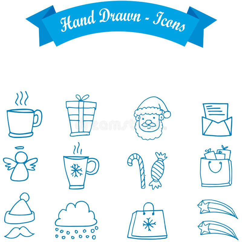 Blue Icon of Christmas Collection Stock Vector - Illustration of winter ...