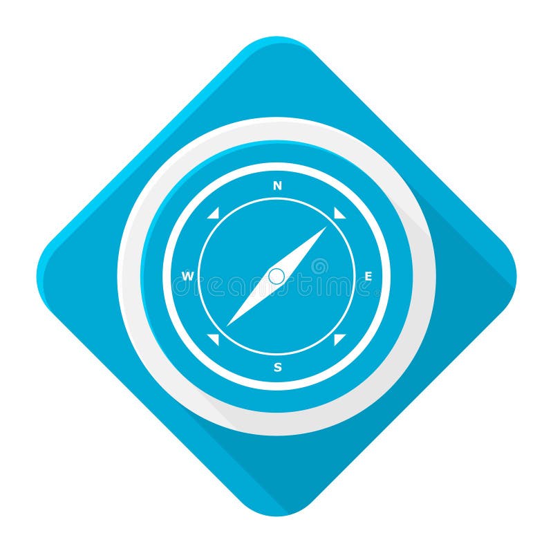 Blue Icon Compass with Long Shadow Stock Vector - Illustration of blue ...