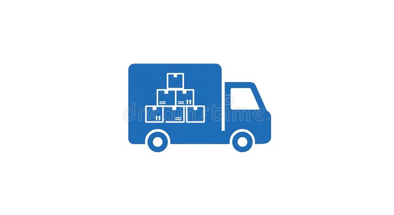 Blue Icon of a Delivery Truck with Boxes on the Back, Symbolizing ...