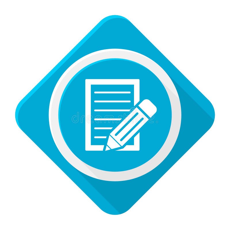 Blue Icon Document with Pencil with Long Shadow Stock Vector ...