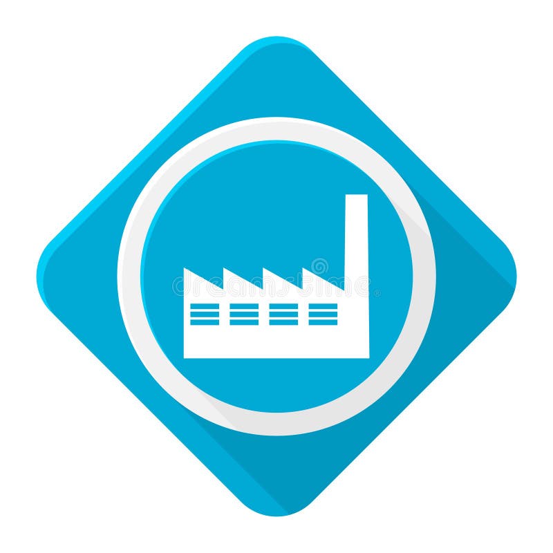 Blue Icon Factory with Long Shadow Stock Vector - Illustration of ...
