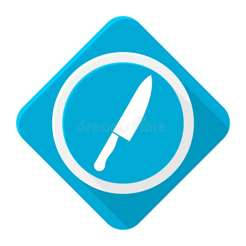 Blue Icon Kitchen Knife with Long Shadow Stock Vector - Illustration of ...