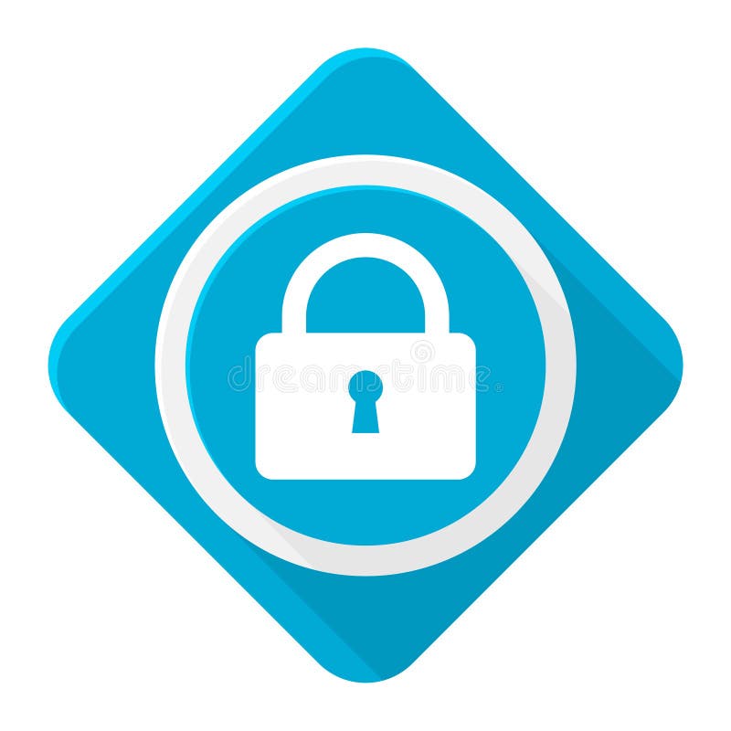 Blue Icon Lock with Long Shadow Stock Vector - Illustration of button ...