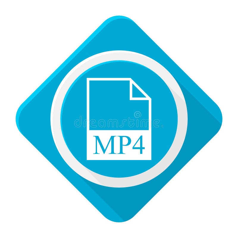 Blue Icon Mp4 File with Long Shadow Stock Vector - Illustration of ...