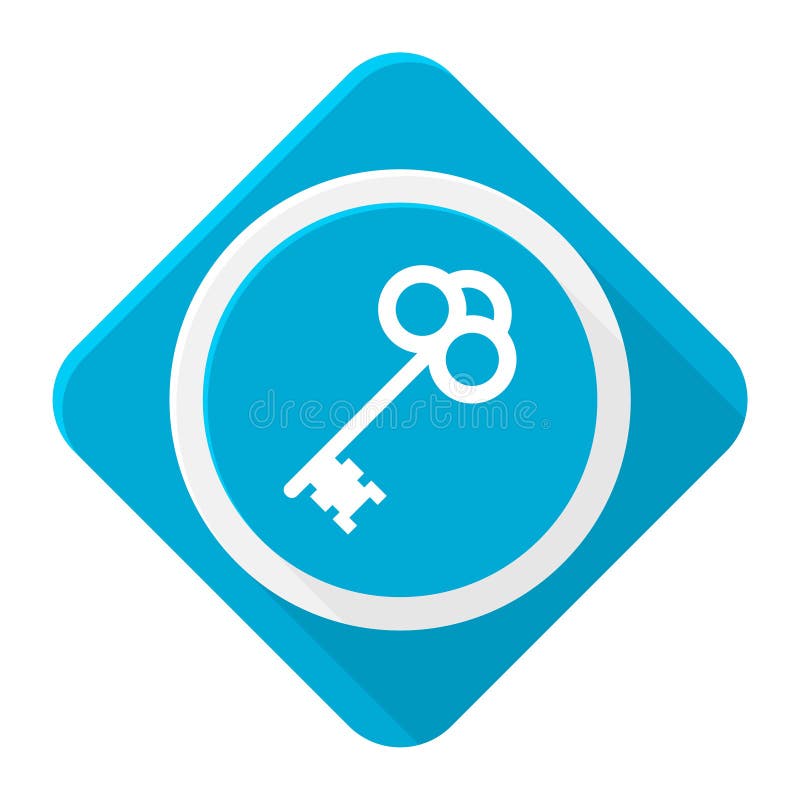 Blue Icon Old Key with Long Shadow Stock Vector - Illustration of close ...