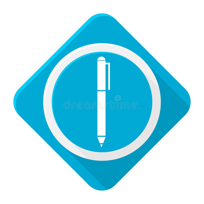 Blue Icon Pen with Long Shadow Stock Vector - Illustration of ...
