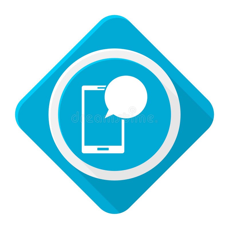 Blue Icon Phone Sms with Long Shadow Stock Vector - Illustration of ...