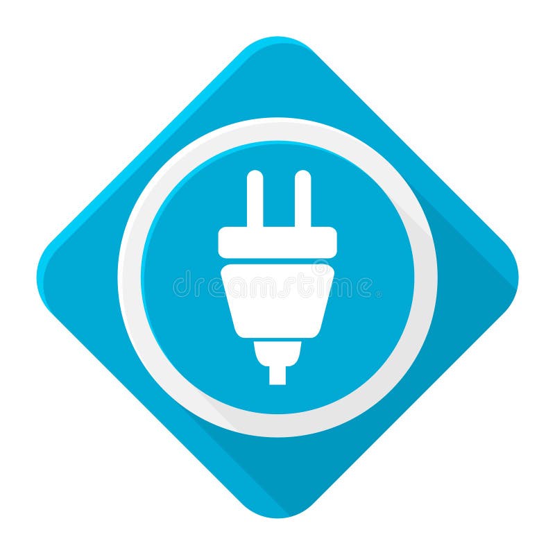 Blue Icon Plug in with Long Shadow Stock Vector - Illustration of ...