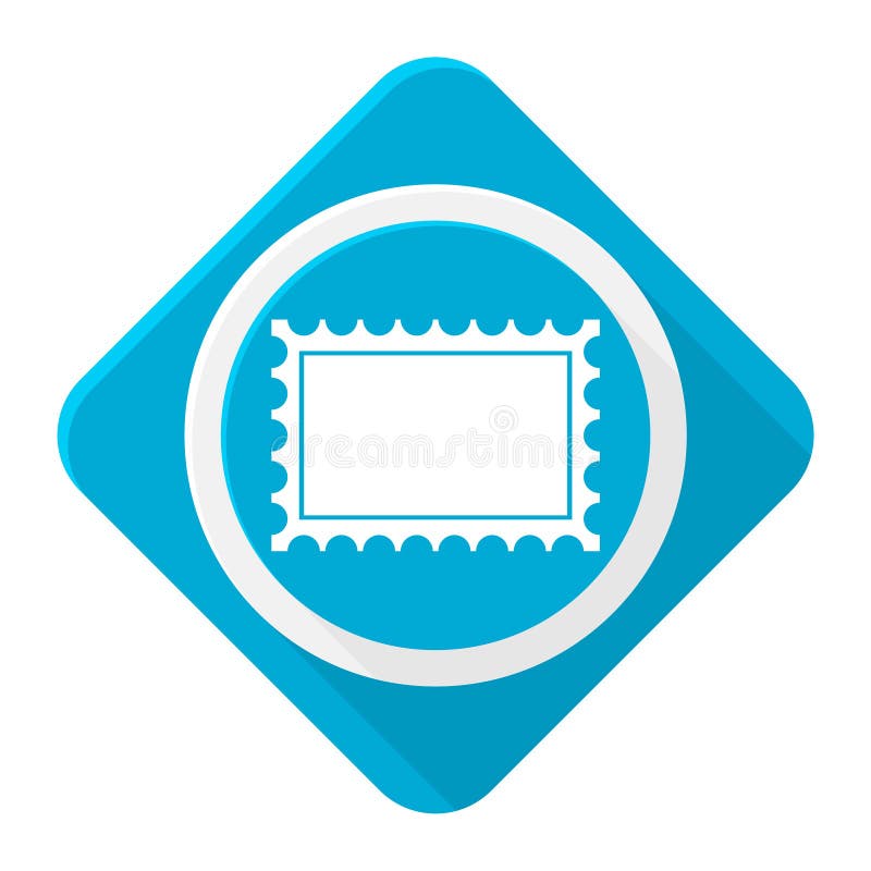 Blue Icon Postage Stamp with Long Shadow Stock Vector - Illustration of ...