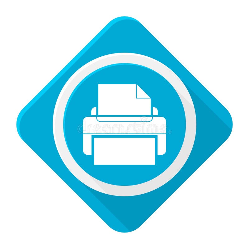 Blue Icon Printer with Long Shadow Stock Vector - Illustration of ...