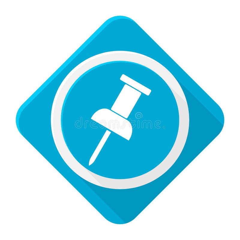 Blue Icon Pushpin with Long Shadow Stock Vector - Illustration of ...