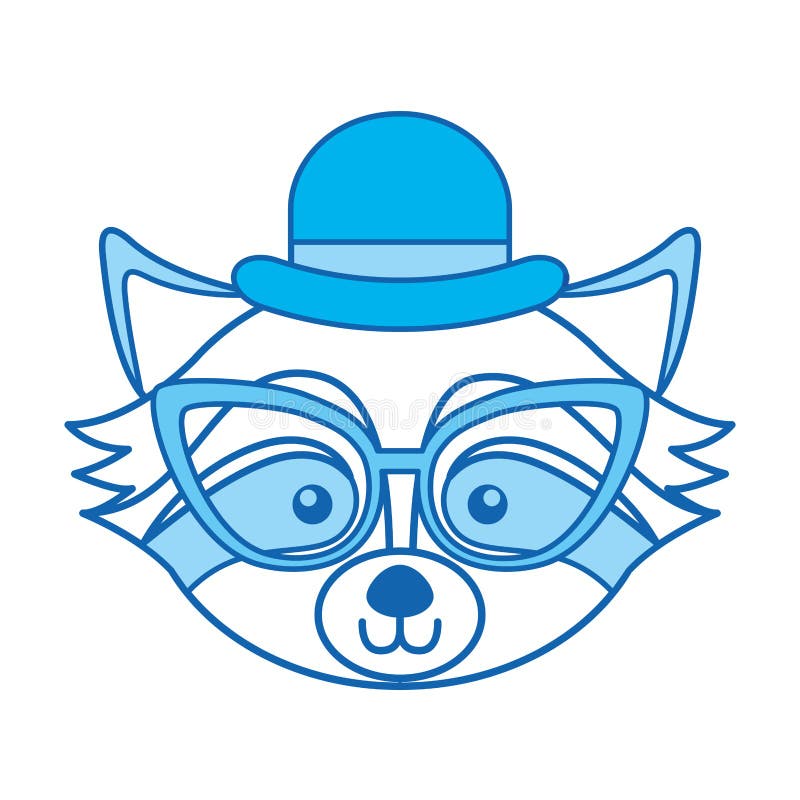 Blue Icon Raccoon Face Cartoon Stock Vector - Illustration of vector ...