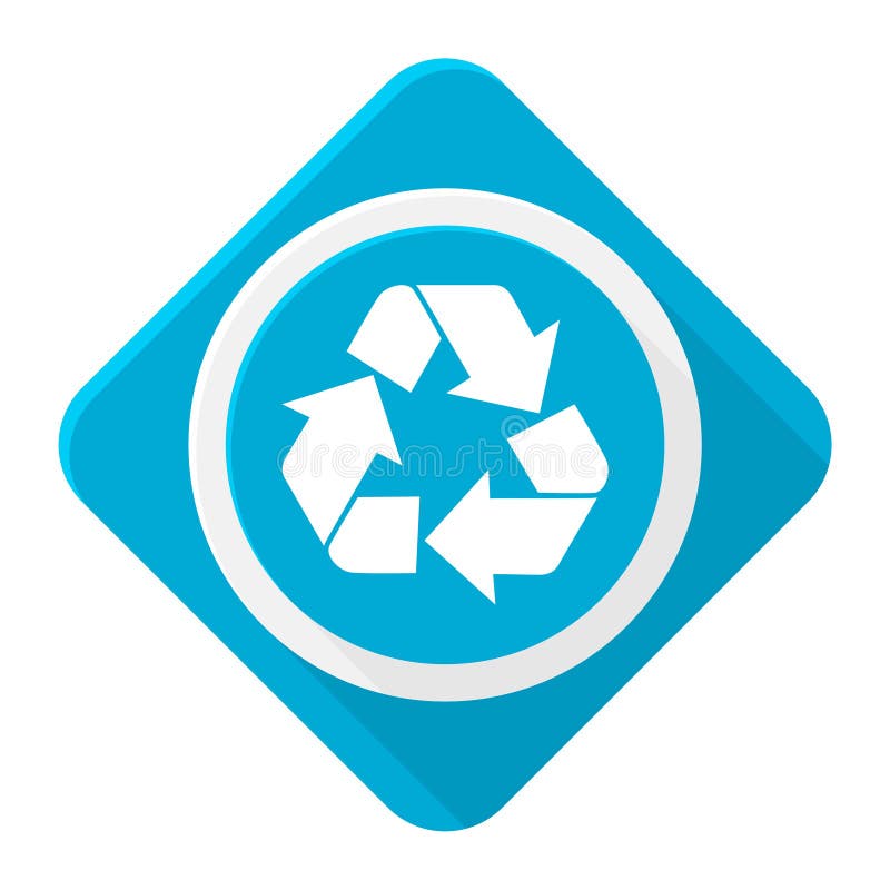 Blue Icon Recycling Sign with Long Shadow Stock Vector - Illustration ...