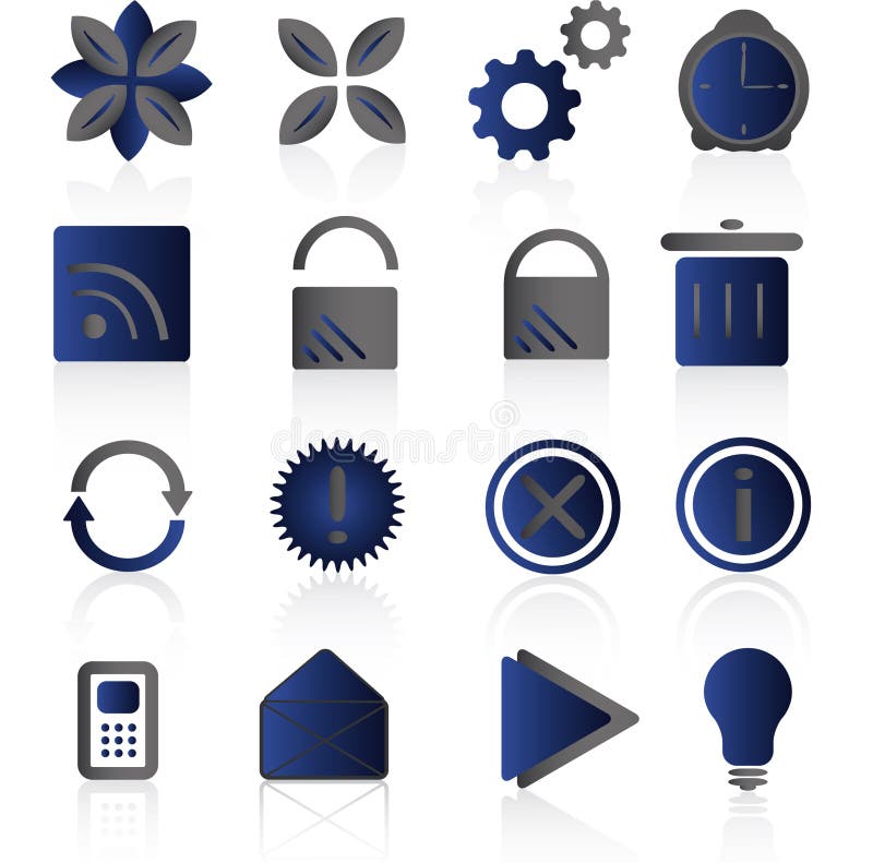 Blue icon set stock vector. Illustration of disk, camera - 11555194