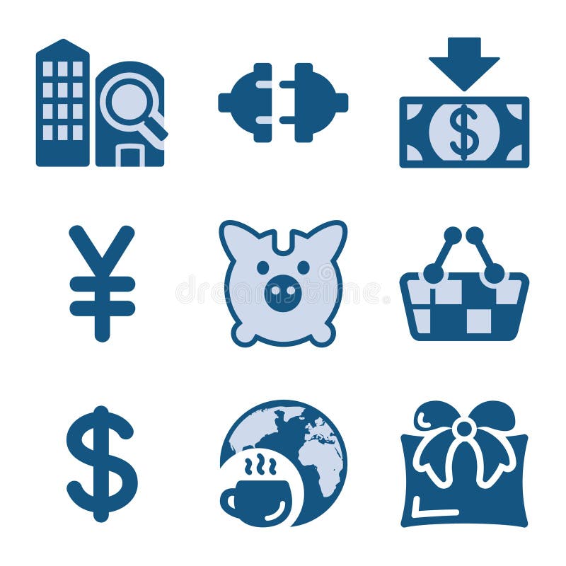 Blue icon set 2 stock vector. Illustration of address - 8629549