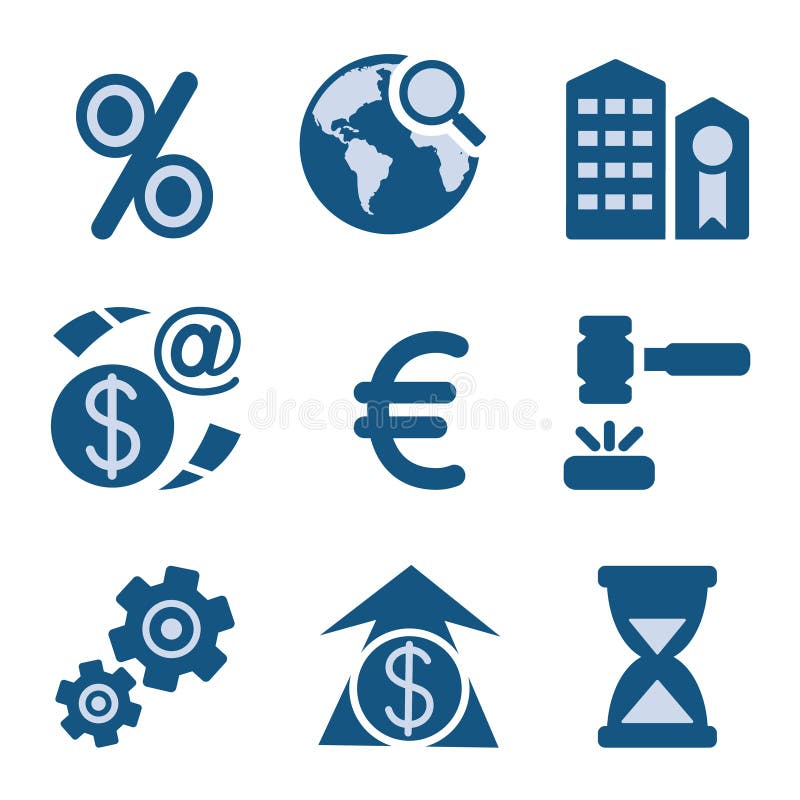 Blue icon set 2 stock vector. Illustration of address - 8629549