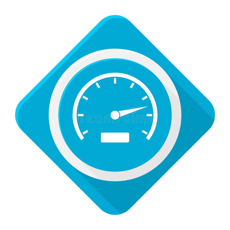 Blue Icon Speedometer with Long Shadow Stock Vector - Illustration of ...