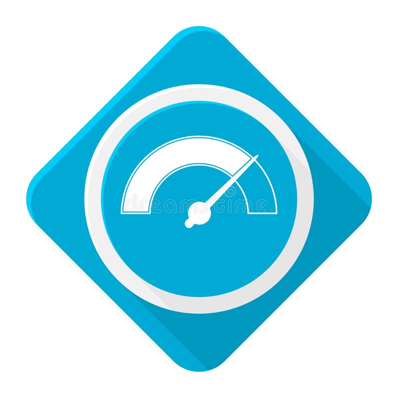 Blue Icon Speedometer with Long Shadow Stock Vector - Illustration of ...