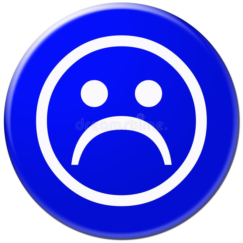 Blue Icon with Symbol of Sad Face Stock Illustration - Illustration of ...