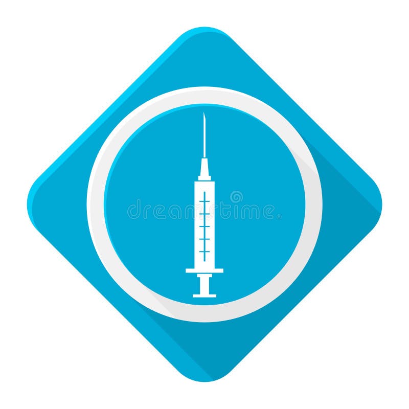 Blue Icon Syringe and Needle with Long Shadow Stock Vector ...