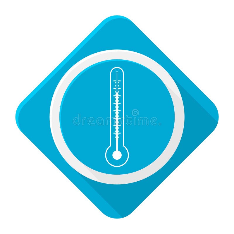 Blue Icon Thermometer with Long Shadow Stock Vector - Illustration of ...