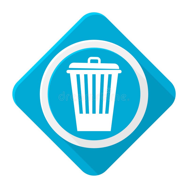 Blue Icon Trash Can with Long Shadow Stock Vector - Illustration of ...