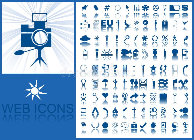 Blue icons stock illustration. Illustration of symbol - 14484976