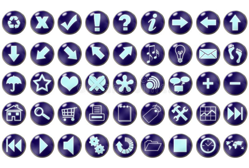 New Dark Blue Web Icons, Buttons Stock Vector - Illustration of letter ...