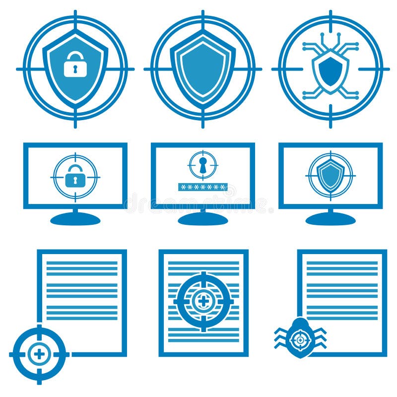 Blue Icons for Antivirus Systems and Scanning Stock Vector ...