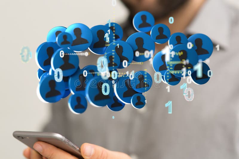 Icons of People and Data Linked Together Stock Photo - Image of symbol ...