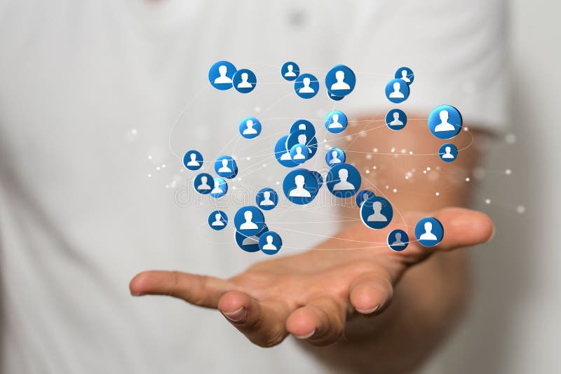 Linked People Icons between Hands. Human Resources Concept Stock Image ...