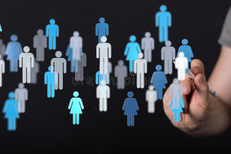 Linked People Icons between Hands. Human Resources Concept Stock Image ...