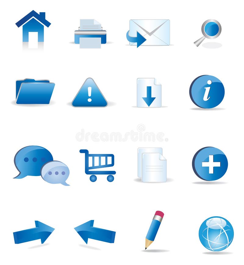 Blue icons set stock vector. Illustration of icon, sign - 22970864