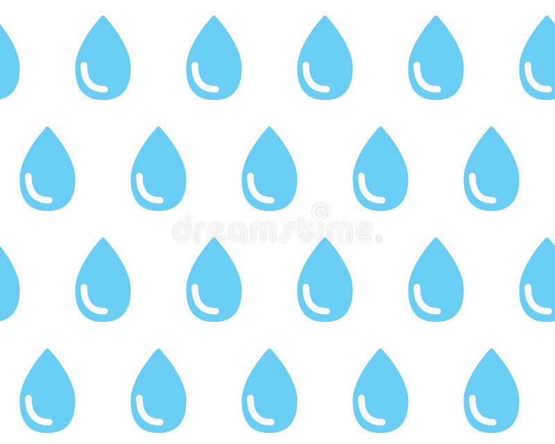 Blue Identical Drops of Water on White Background, Seamless Pattern ...