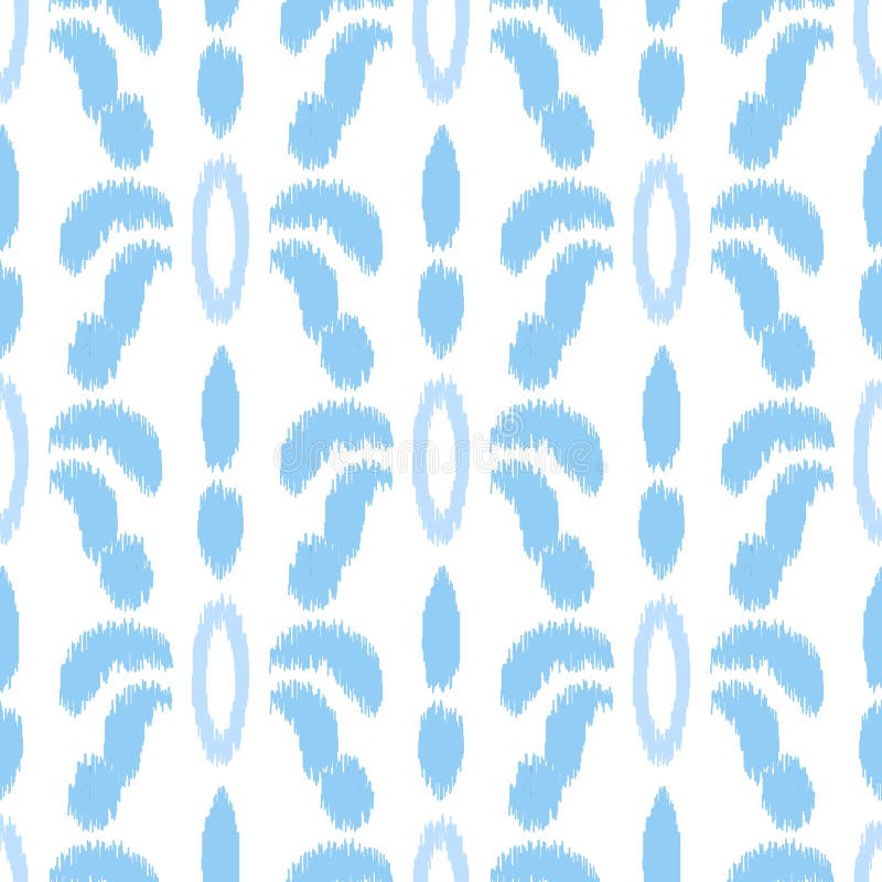Blue Ikat Geometric Seamless Pattern Stock Illustration - Illustration ...