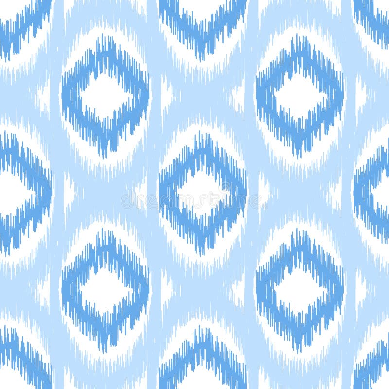 Blue Ikat Geometric Seamless Pattern Stock Illustration - Illustration ...