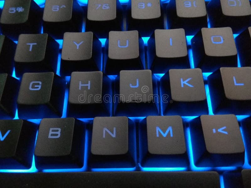Blue Illuminated Back-light Keyboard. Computer Keyboar. Stock Photo ...
