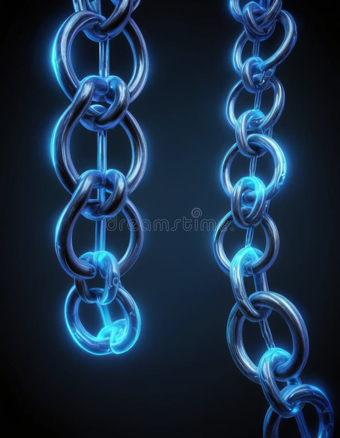 Blue Illuminated Chain Links Stock Photo - Image of robust, cyber ...